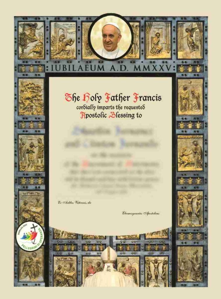 La Benedizione Apostolica su pergamena in occasione dell'Anno Santo ...